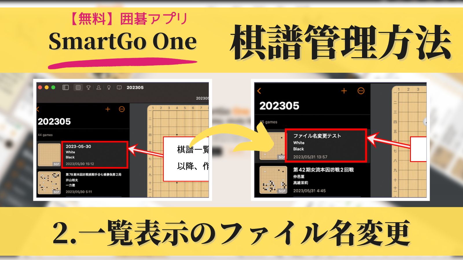 無料囲碁アプリ SmartGo One の棋譜表示を日付から大会名へ変更する方法 | そよライフ